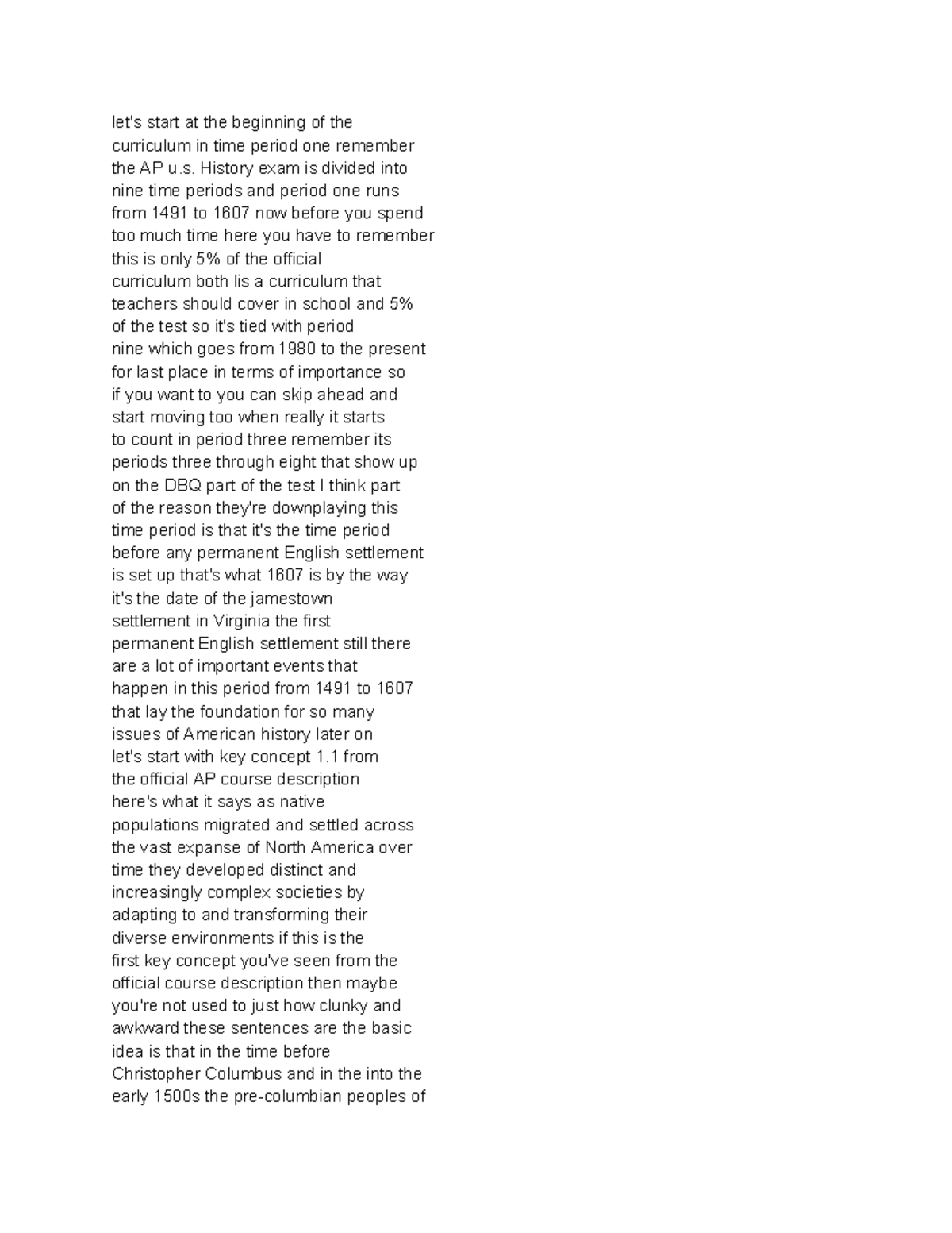 APUSH: America Before Columbus - Key Concepts of Period 1 - Studocu