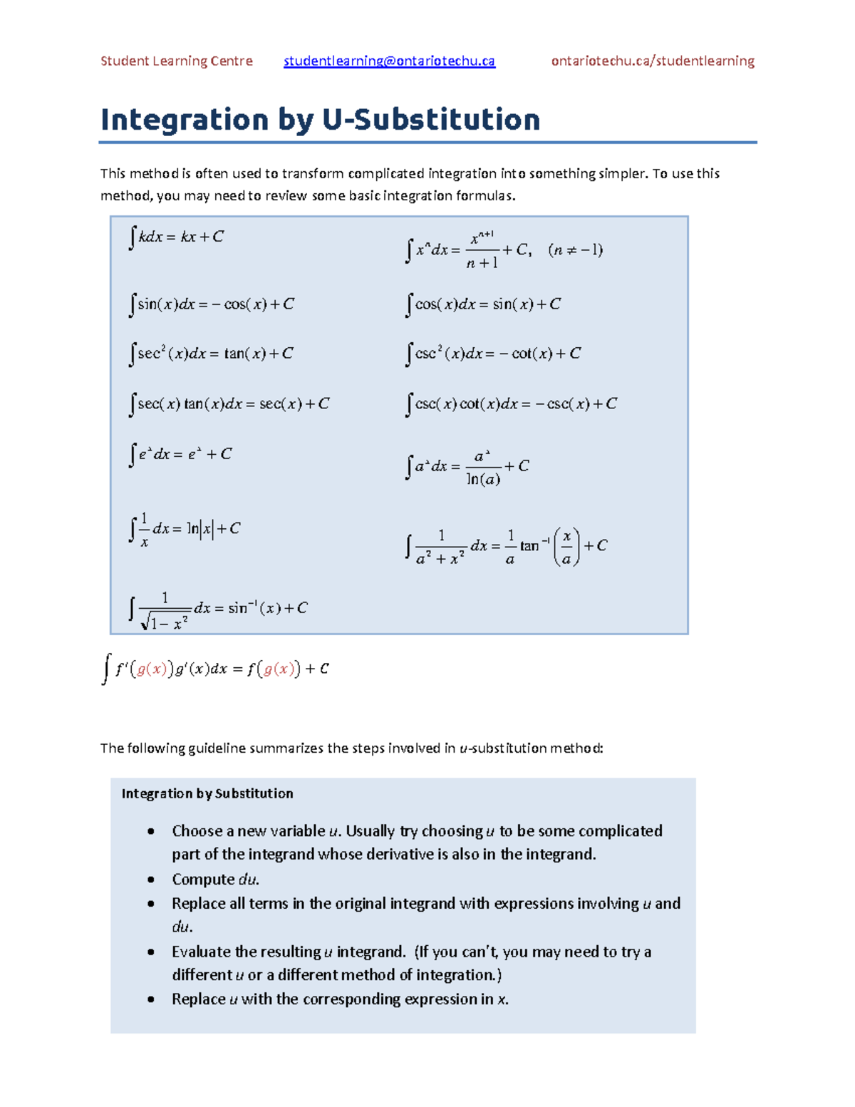 U-Substitution Techniques for Integration in W2024 - Studocu