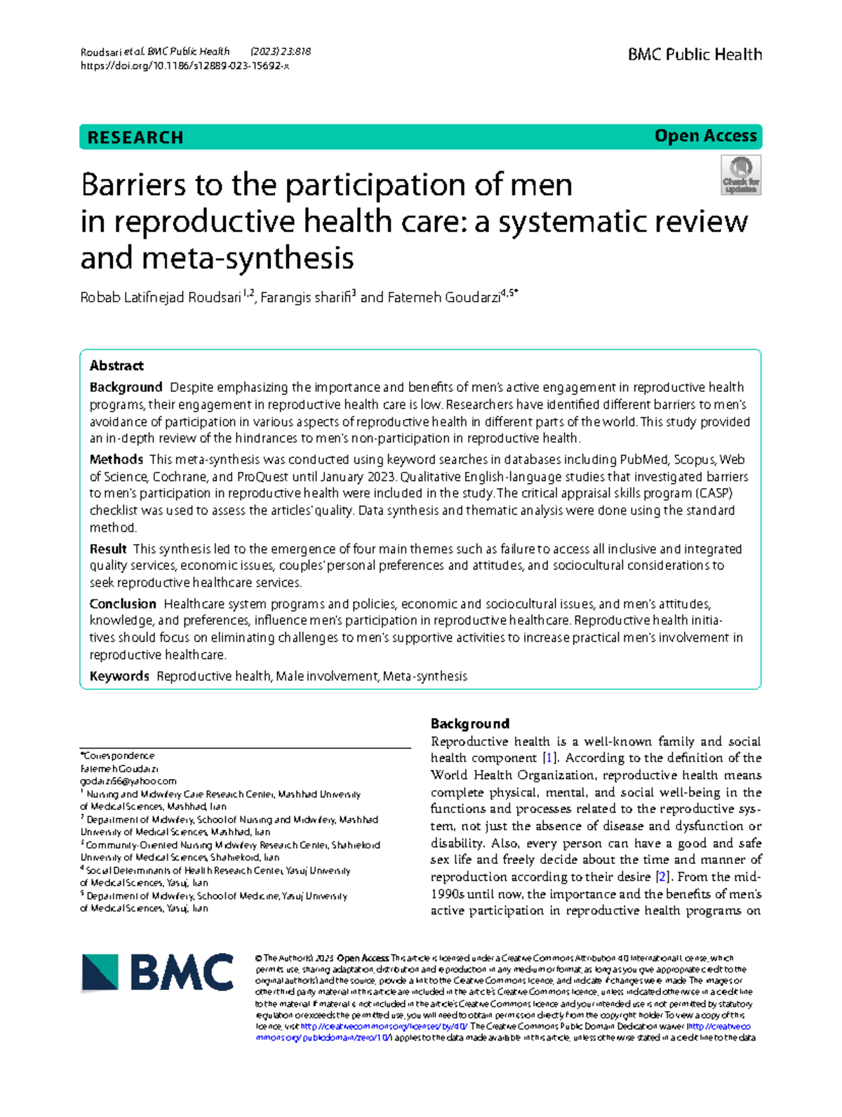 Barriers to Men's Participation in Reproductive Health Care: A ...