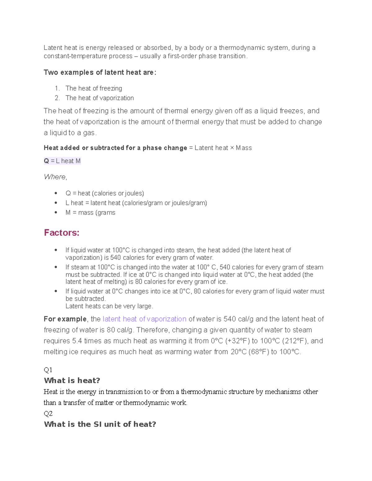 Latent Heat: Understanding Phase Transitions and Energy Changes - Studocu