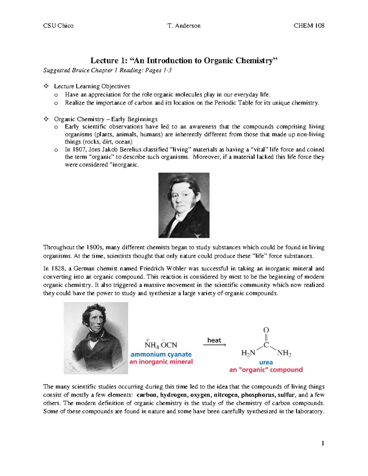 CHEM 108 Lecture 1: Intro to Organic Chemistry Concepts and History - Studocu