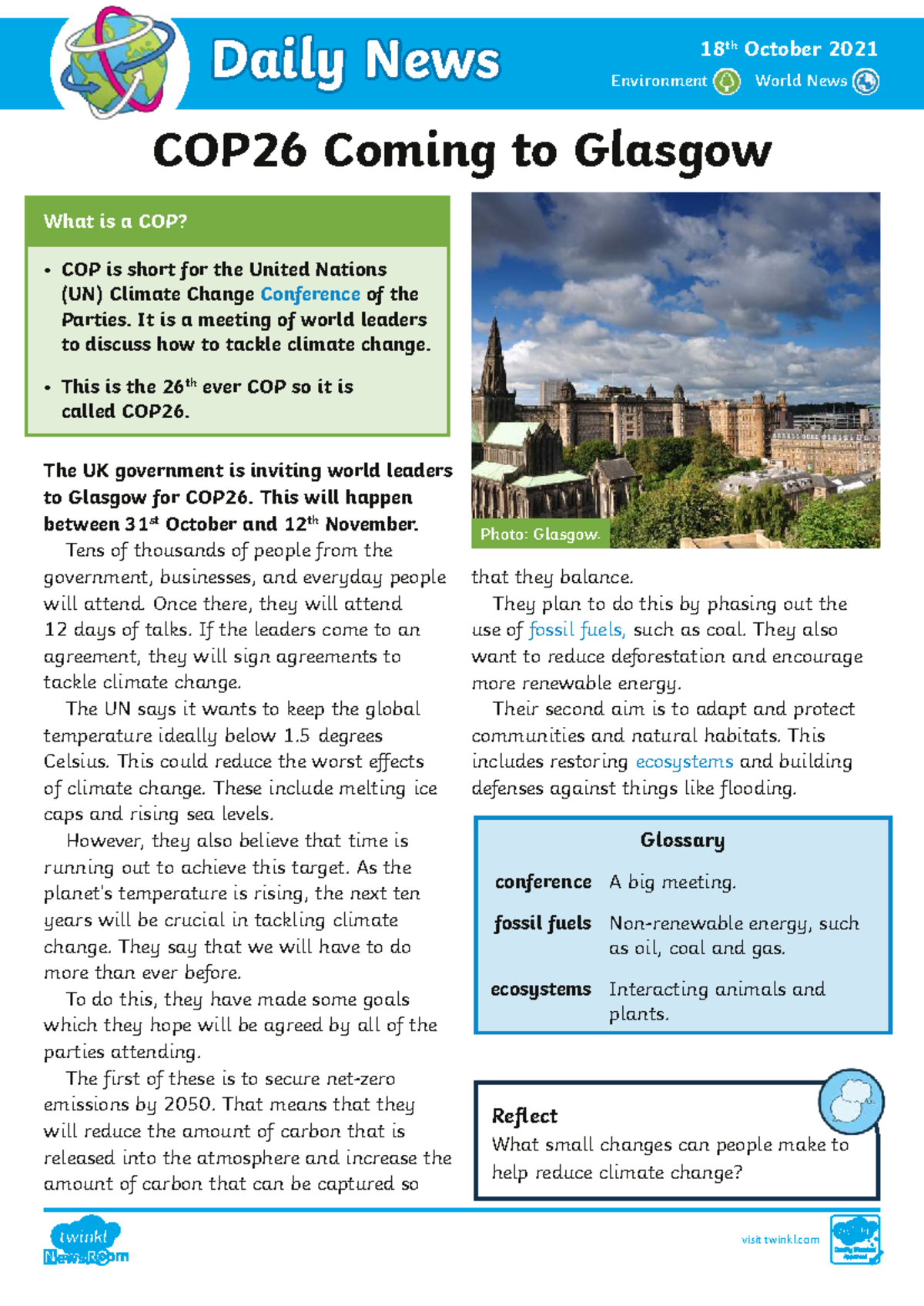 Daily Article - COP26 Overview: Climate Change Conference in Glasgow ...