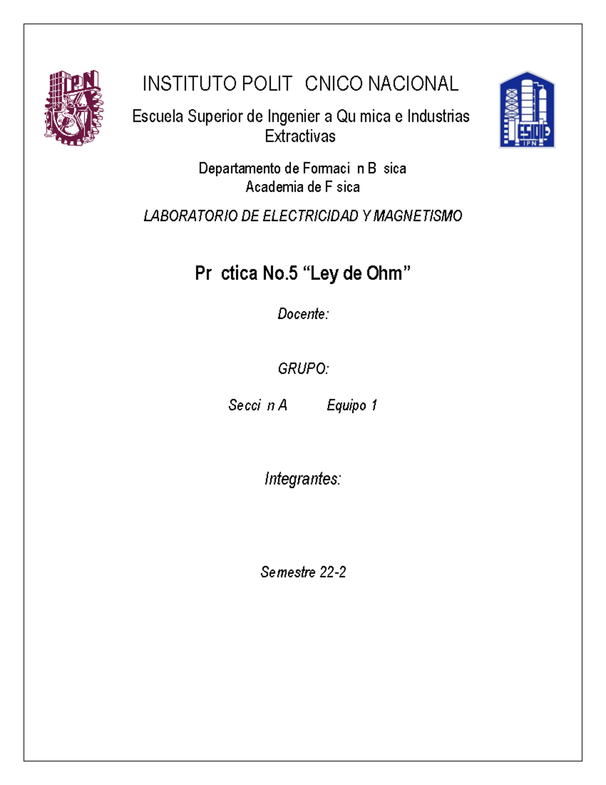 Práctica No 5 De Electricidad Y Magnetismo 1im20 Equipo 1 Studocu