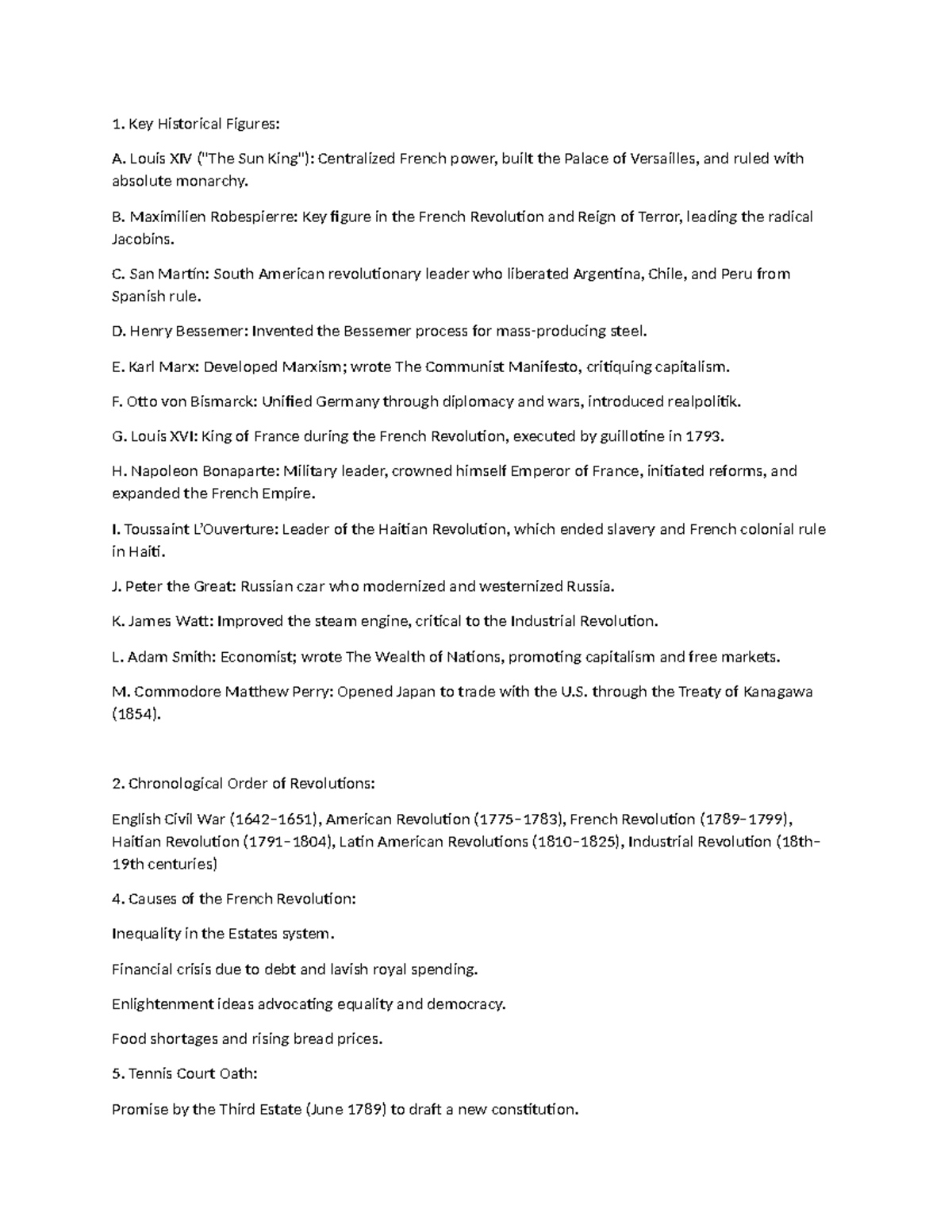 Unit 4 Study Guide Answers: Key Figures & Revolutions Analysis - Studocu