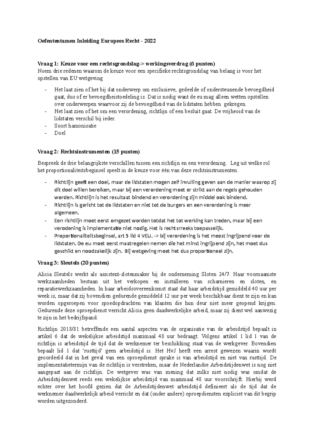 Oefententamen IER 2022: Inleiding Europees Recht en Rechtsinstrumenten ...