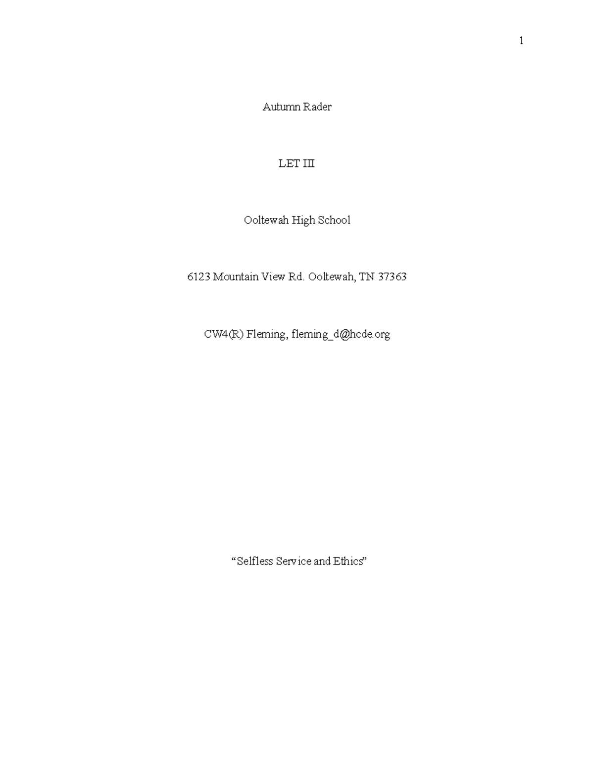 JROTC CW4(R) Annotated Notes on Selfless Service and Ethics - Studocu