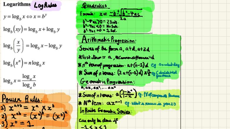 FINC102 Cheat Sheet: Logarithmic & Progression Rules - Studocu