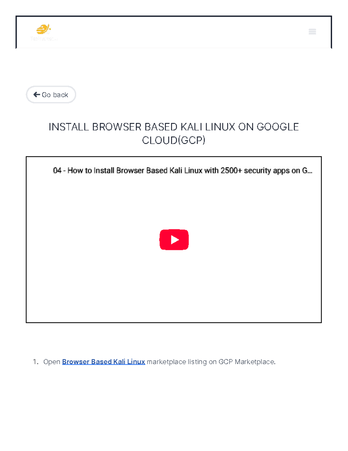 Installing Browser-Based Kali Linux on GCP: A Step-by-Step Guide - Studocu
