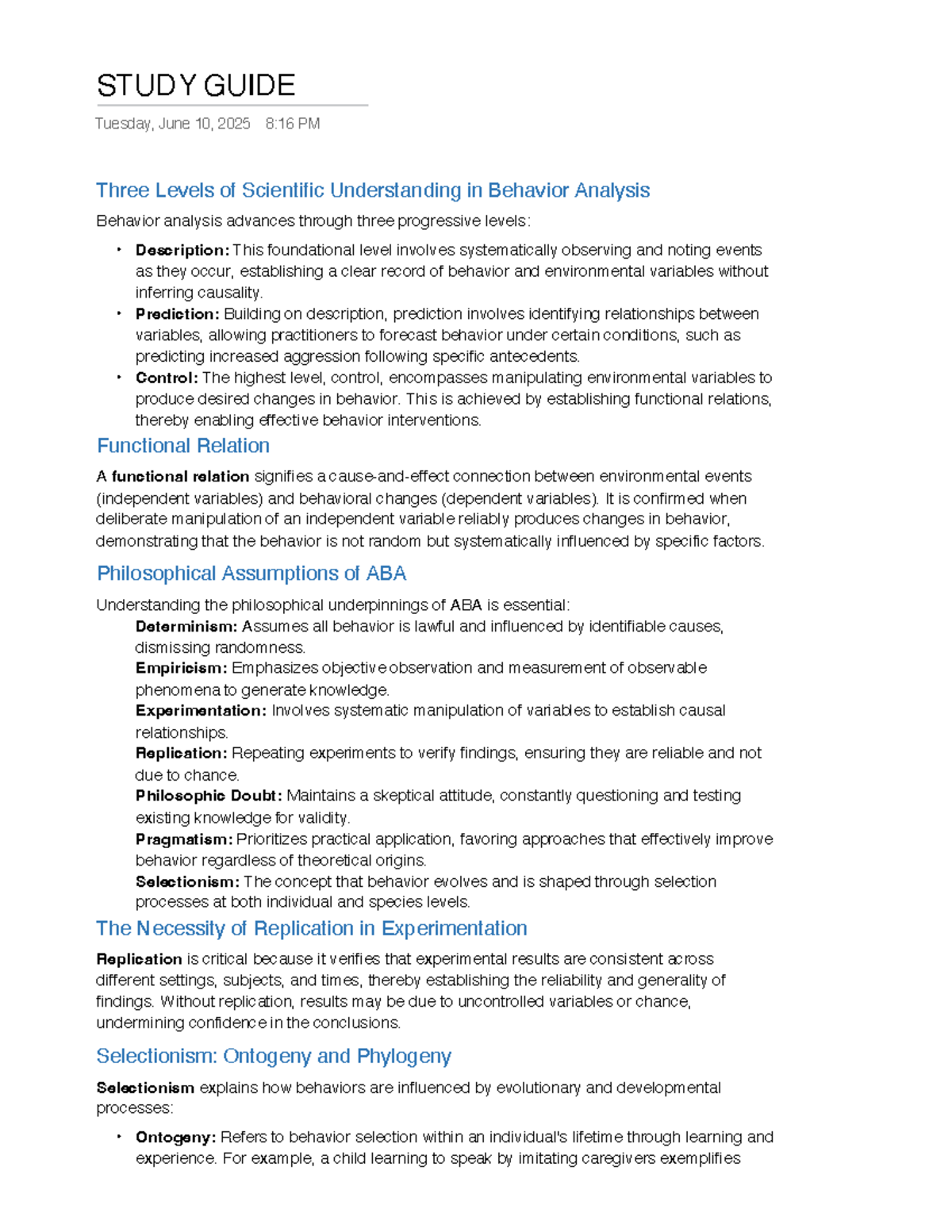 Comprehensive Study Guide on ABA Principles and Concepts - Studocu