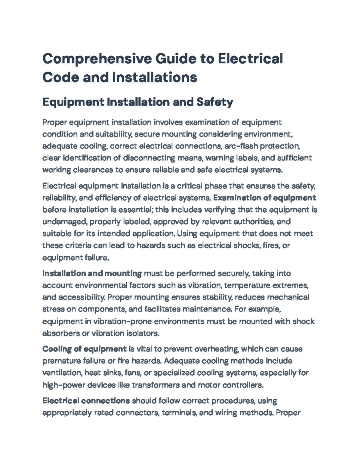 Comprehensive Guide to Electrical Code & Equipment Installation Safety ...