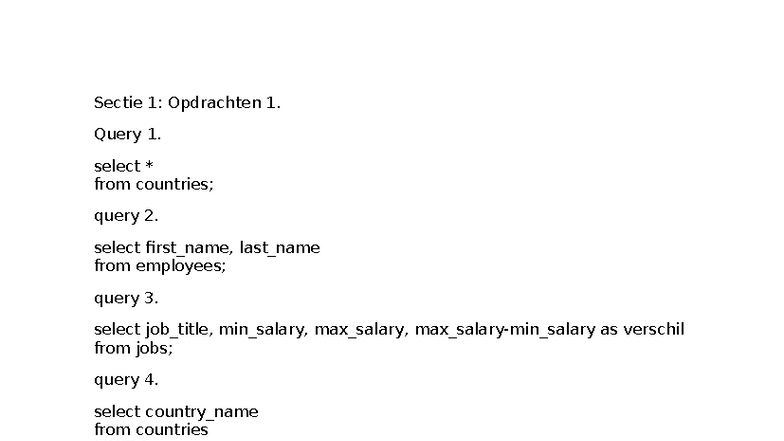 SQL Database Queries - Project Overview and Examples - Studeersnel
