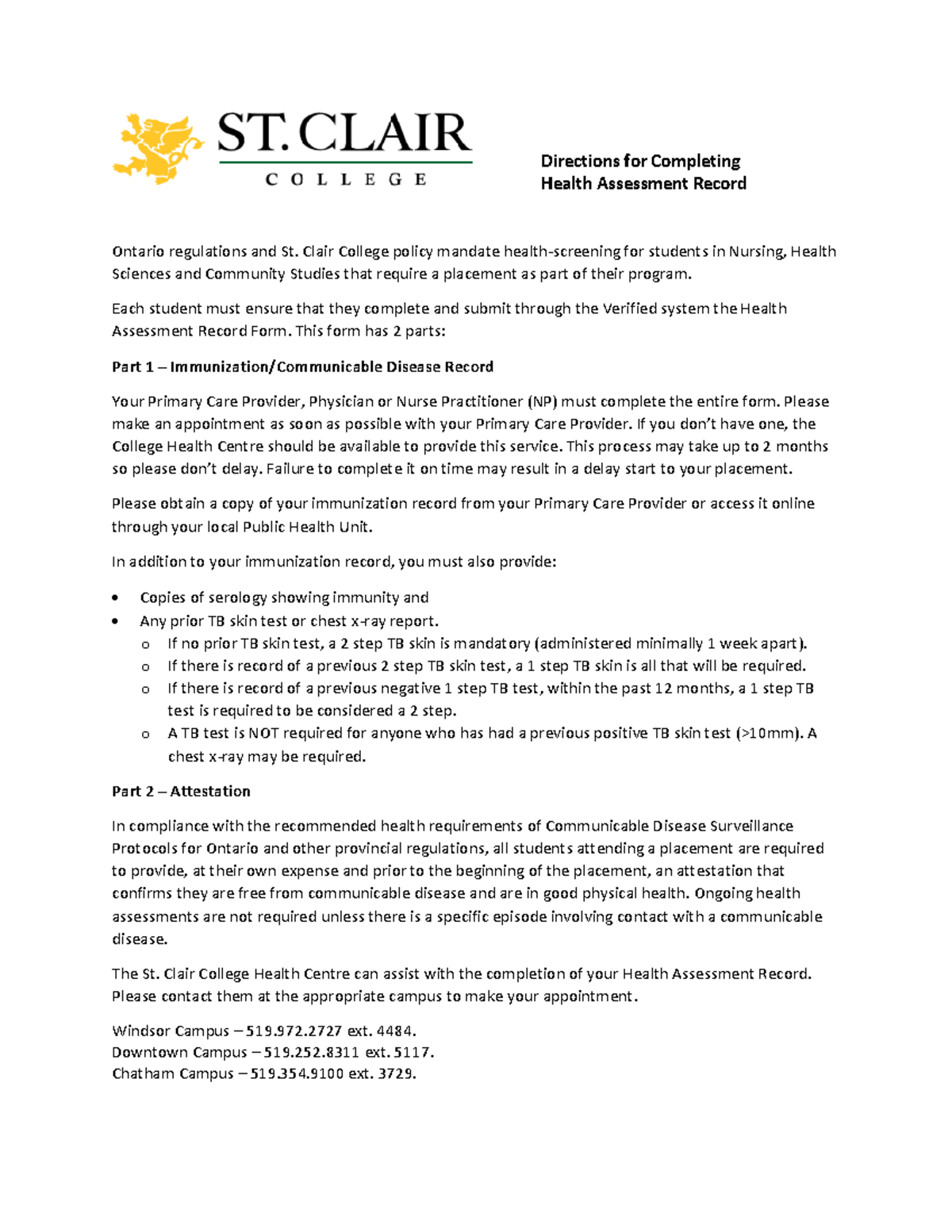 Health Assessment Record Form Instructions - NURS 2024-25 - Studocu