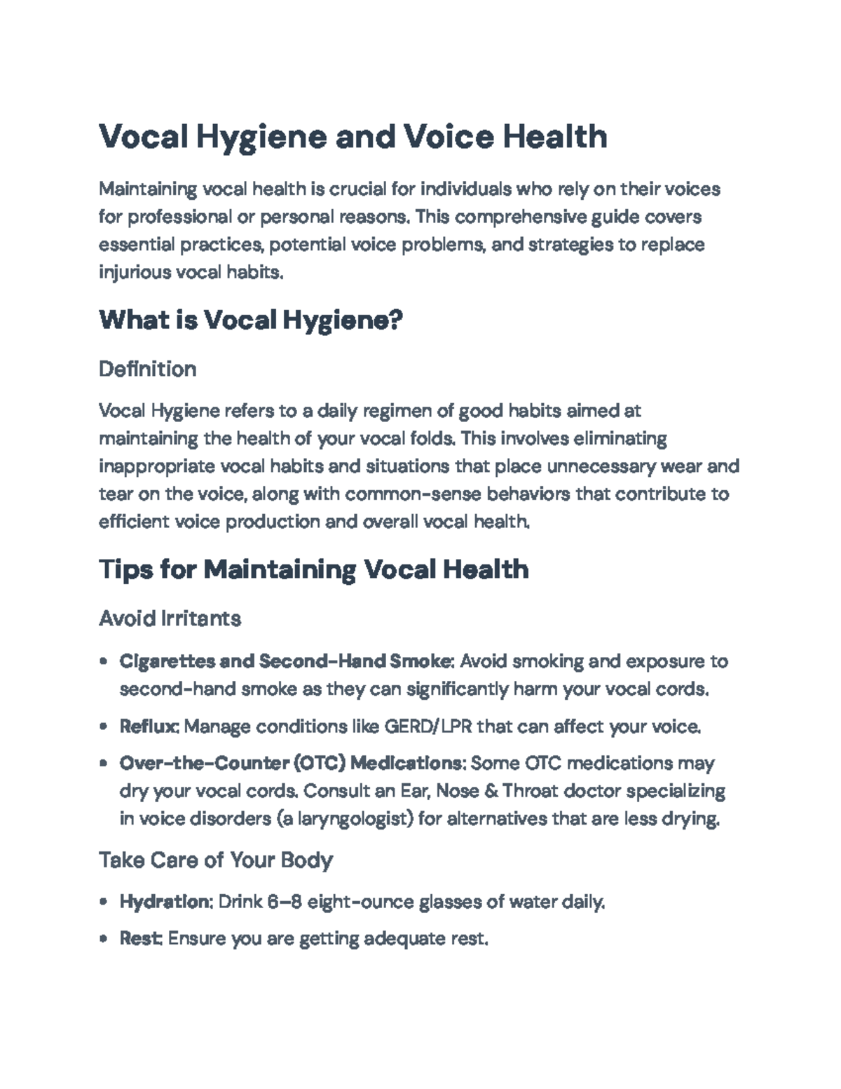 Vocal Hygiene and Voice Health: A Comprehensive Guide - Vocal Hygiene ...