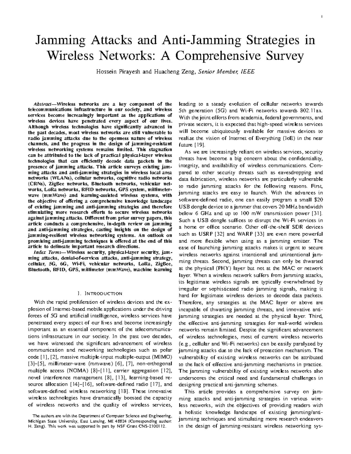 Jamming Attacks and Anti-Jamming Strategies in Wireless Networks: A ...