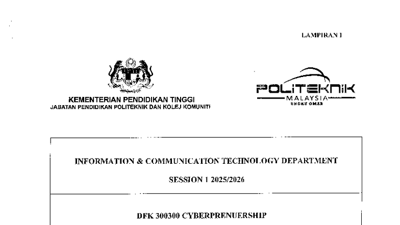 DFK 300300 Cyberpreneurship Mini Project Presentation Guide - Studocu