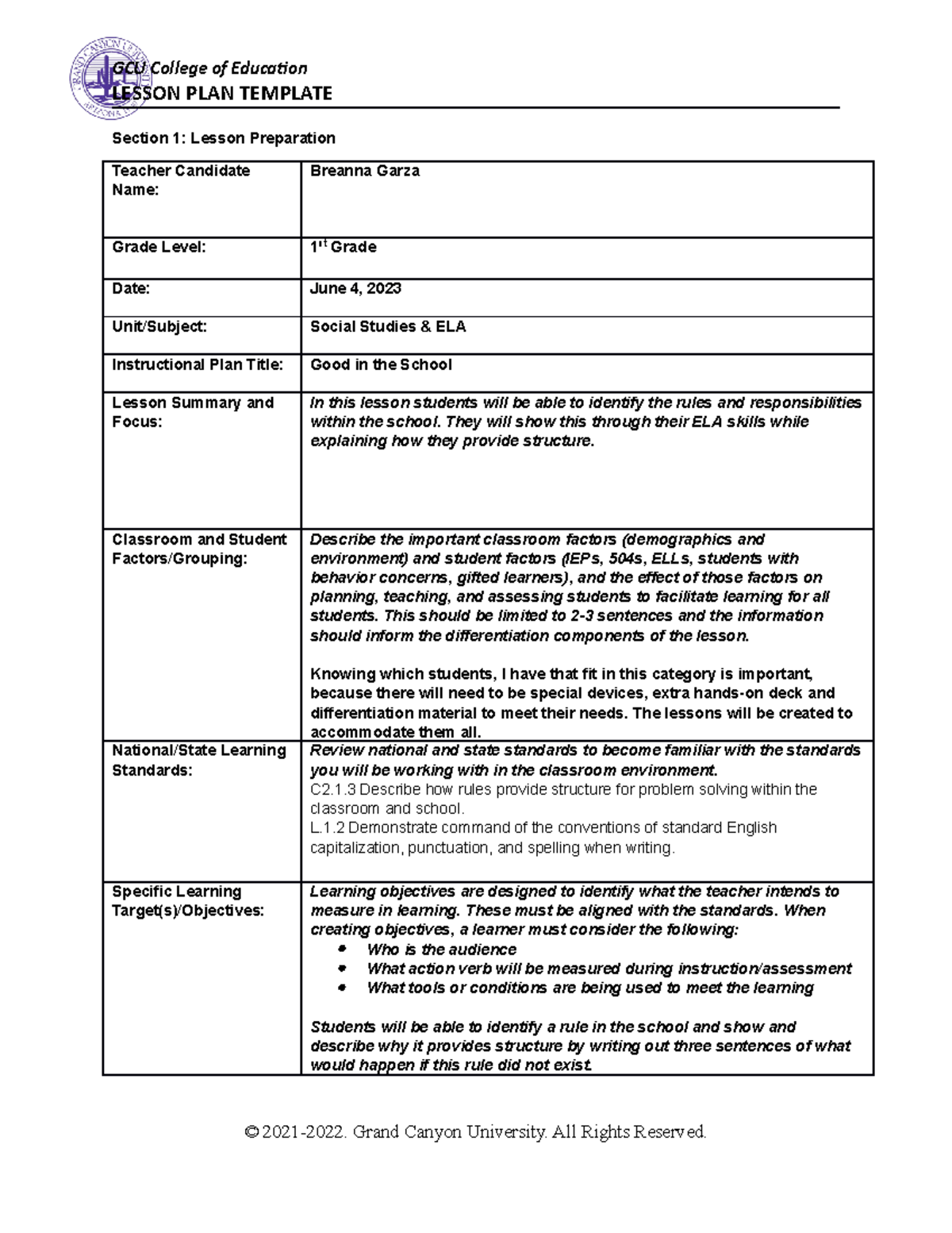 Lesson Plan Template: Social Studies & ELA for ECE 465 - Studocu