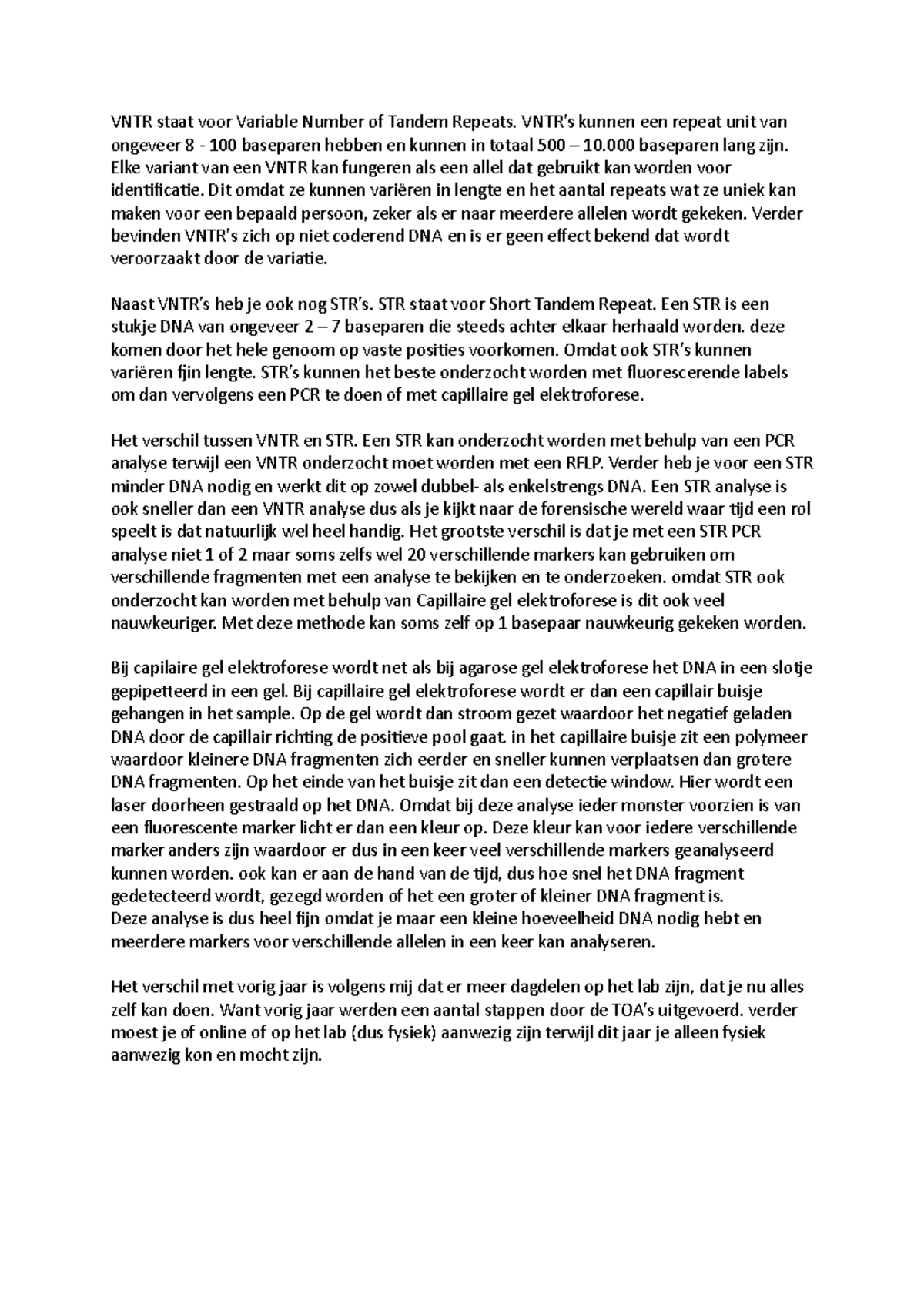 Opdracht 1 DNA fingerprint - VNTR staat voor Variable Number of Tandem ...