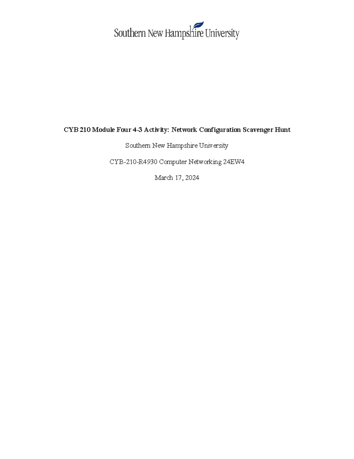 CYB 210 Module Four Network Configuration Scavenger Hunt Analysis - Studocu