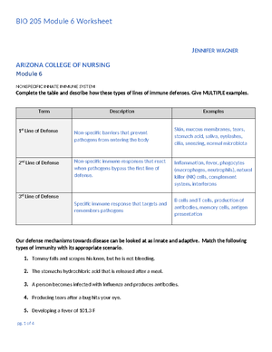 BIO 201 Module 4 Learning Guide-Integumentary System - BIO 201 Module 4 ...