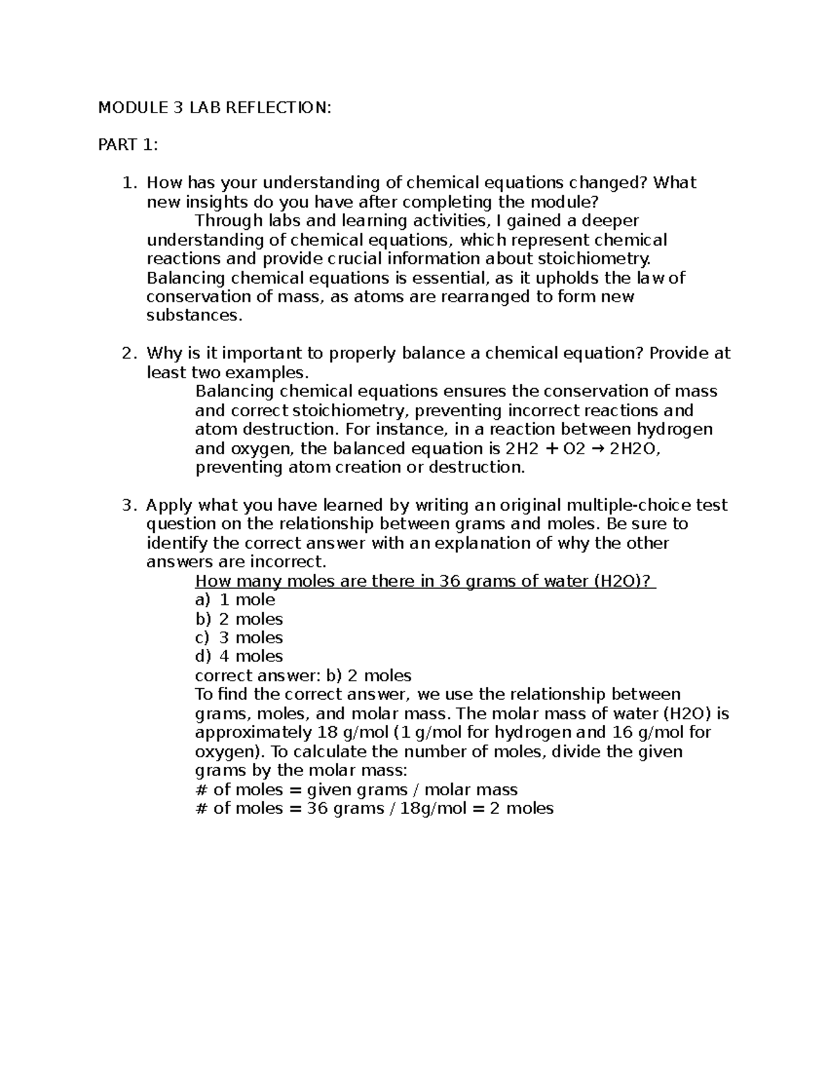 Module 3 LAB Reflection - MODULE 3 LAB REFLECTION: PART 1: How has your ...
