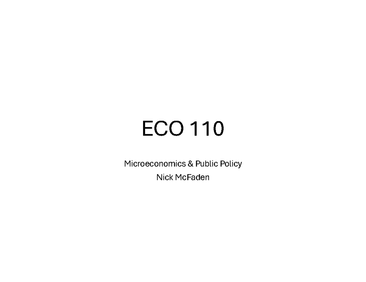 Basic Economic Concepts Overview (ECO 110) - Class Notes - Studocu