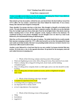 ATI TEAS V7 Nurse Cheung Reading Study Guide - VERSION 7 ATI TEAS ...