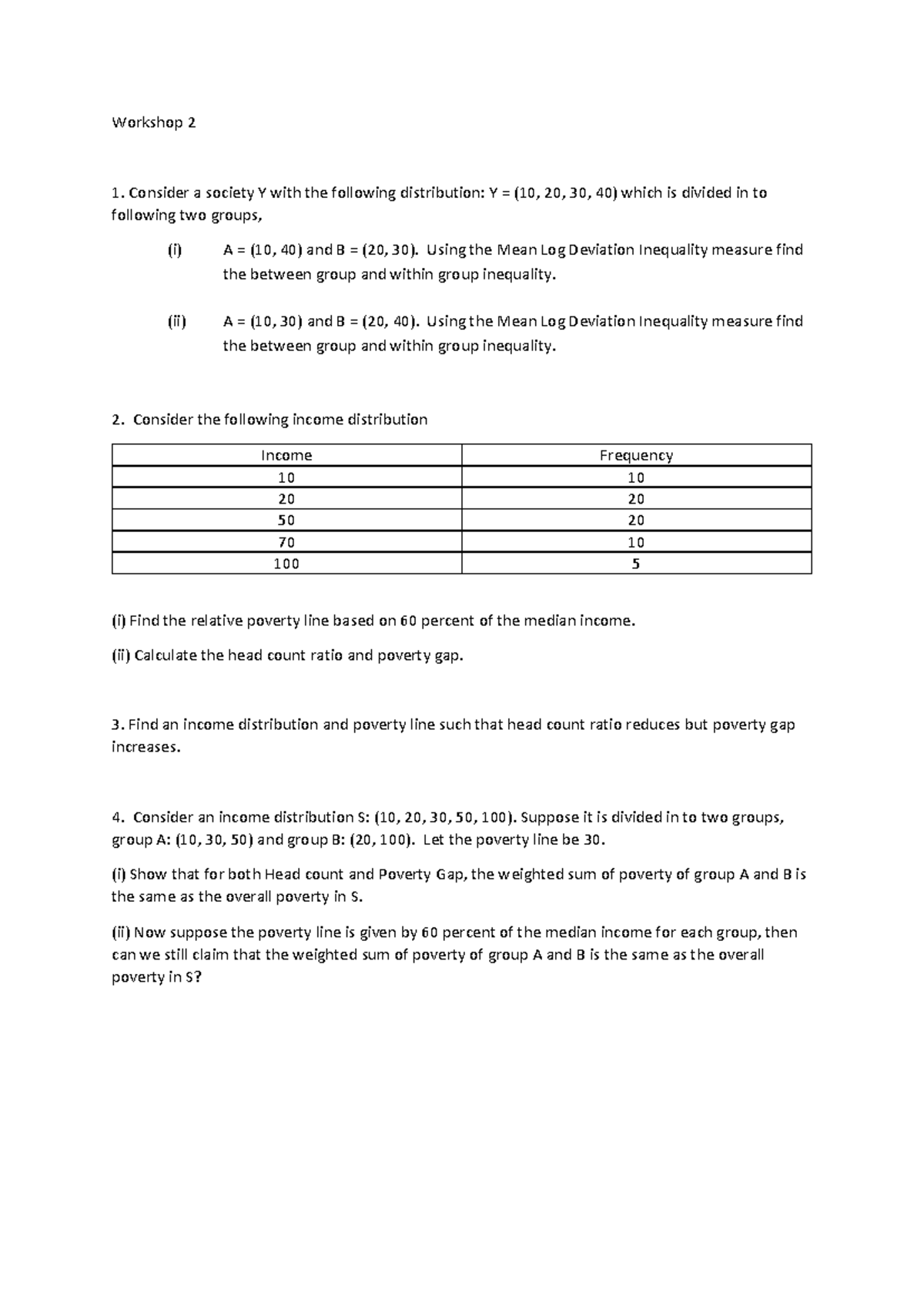 Workshop 2 - tutorial - Workshop 2 Consider a society Y with the ...