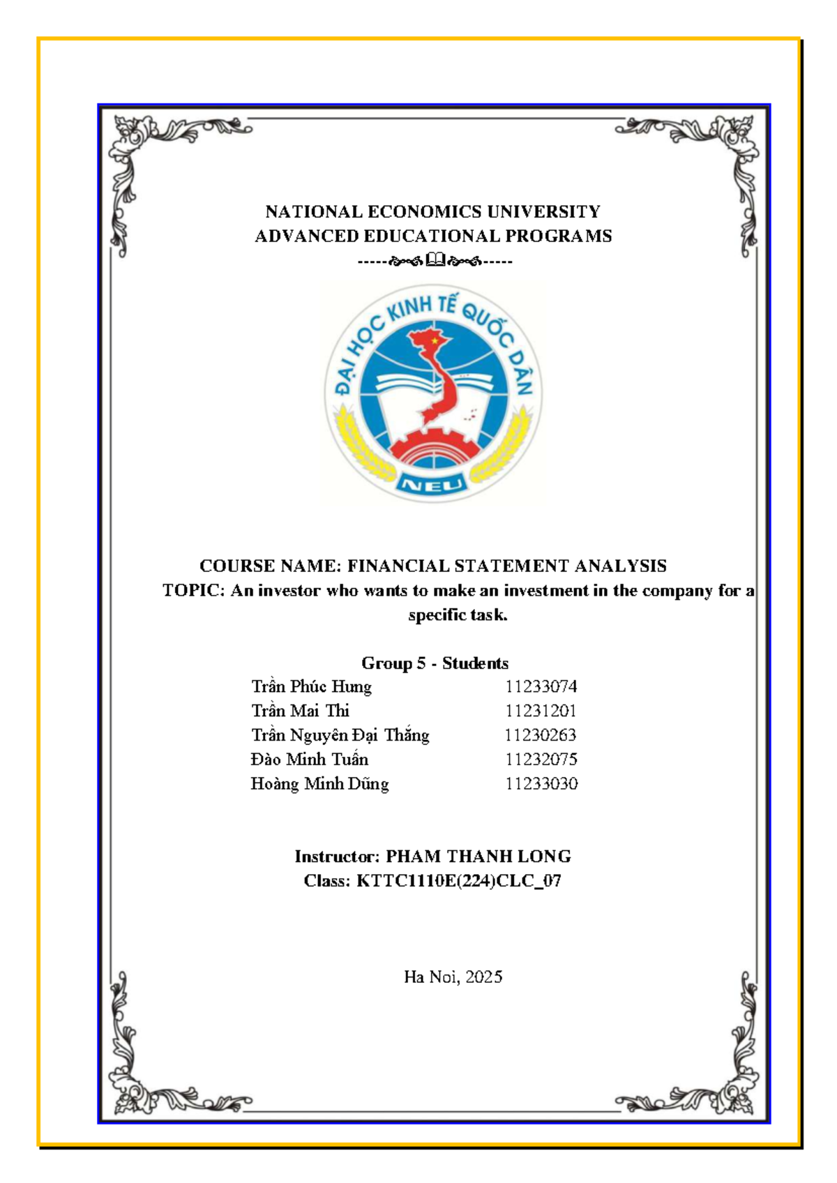 Financial Statement Analysis for Investment Decisions - 21FN - Studocu