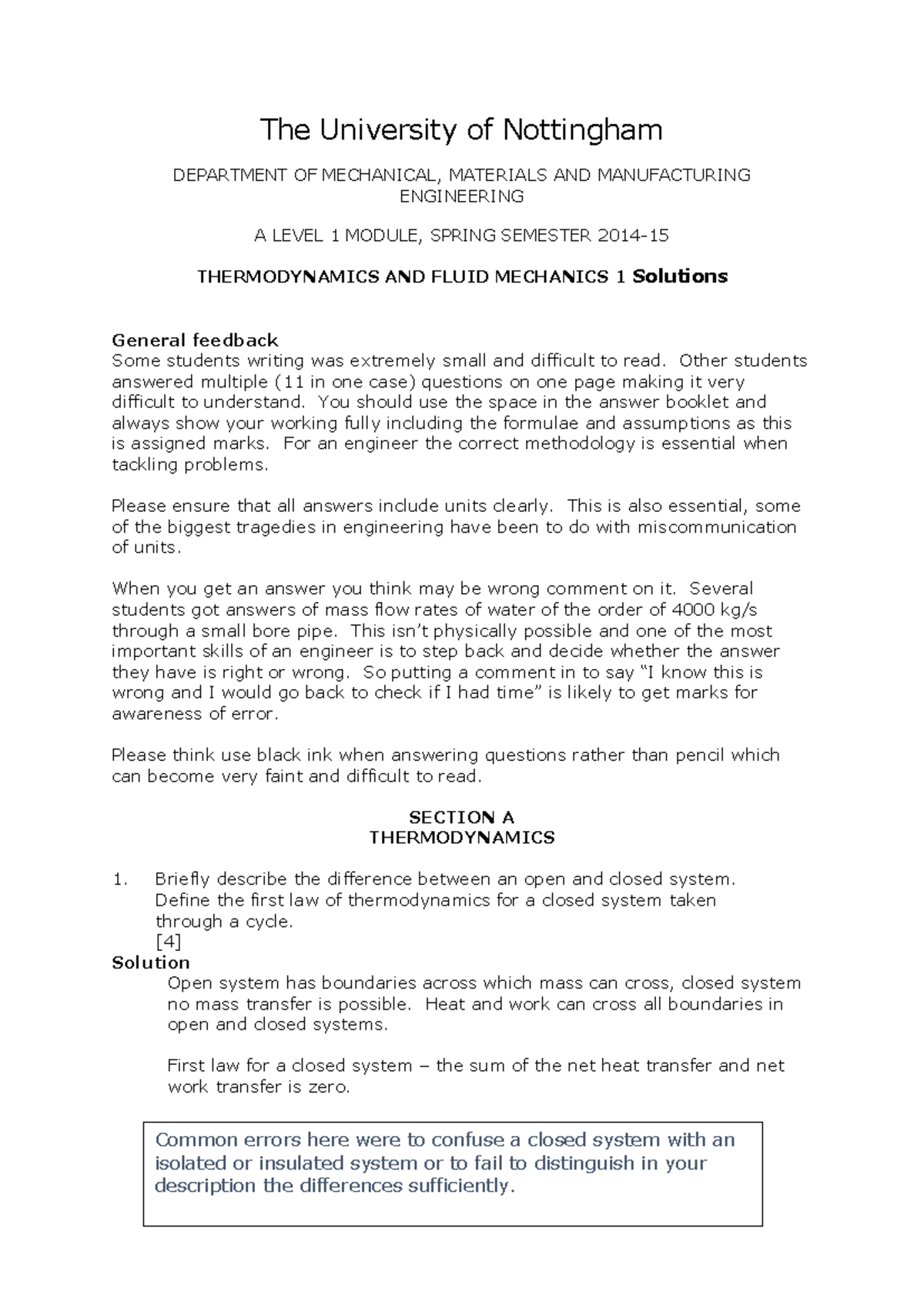 Exam 2014, Questions And Answers - The University of Nottingham ...