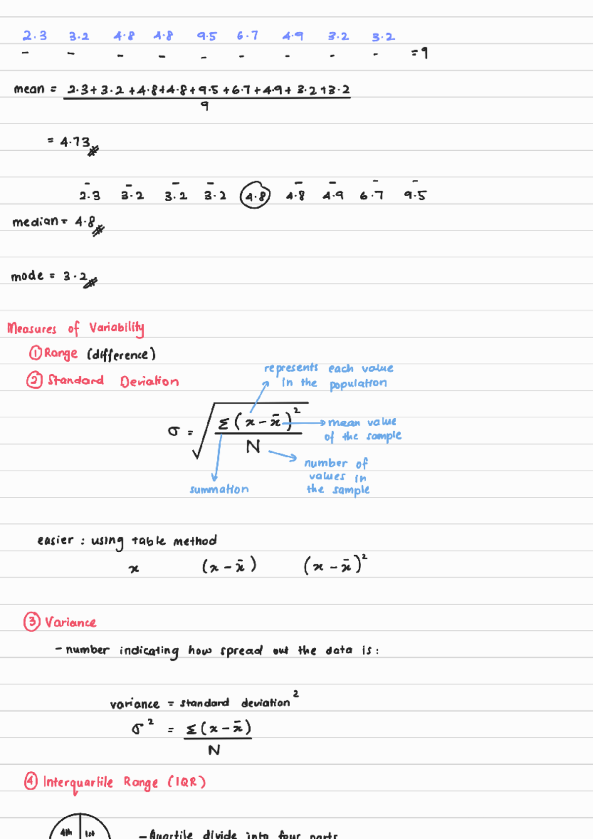 Measures of Variability (Ch1) 230410 101119 - 2 3 4 4 q 6 4 3 3 mean 9 ...