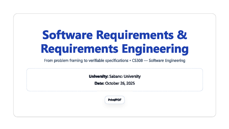 CS308 Software Engineering: Requirements Engineering Lecture Notes ...