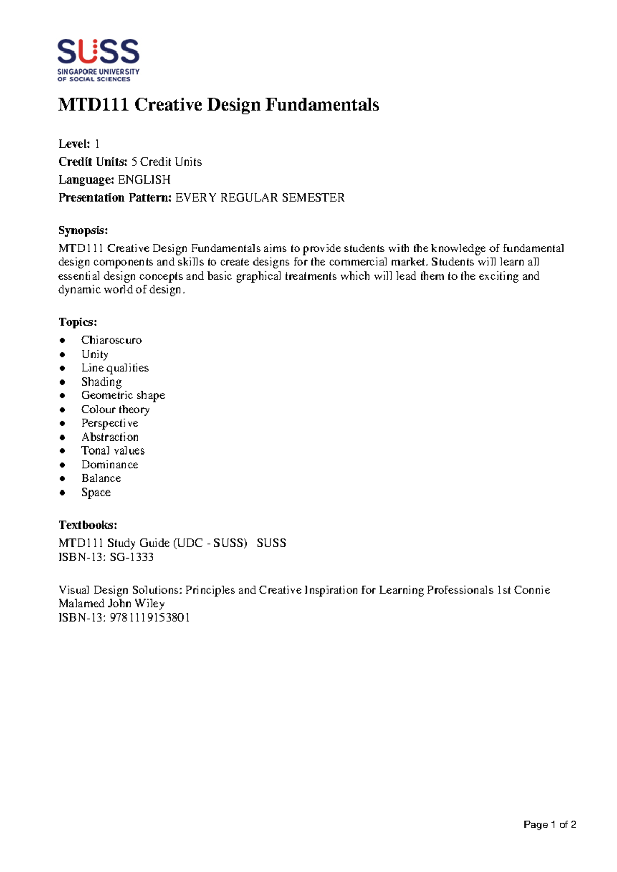 MTD111 - Creative Design Fundamentals Overview and Key Concepts - Studocu