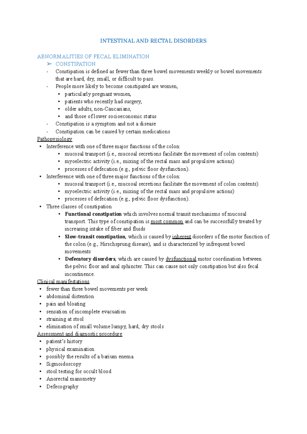 Clinical Assessment and Management of GI Disorders (GI 101) - Studocu