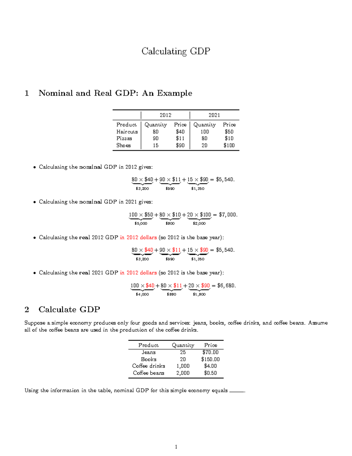 Calculating GDP - gdp - Calculating GDP 1 Nominal and Real GDP: An ...