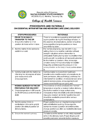 EINC Module: Essential Intrapartum and Newborn Care Overview - Studocu