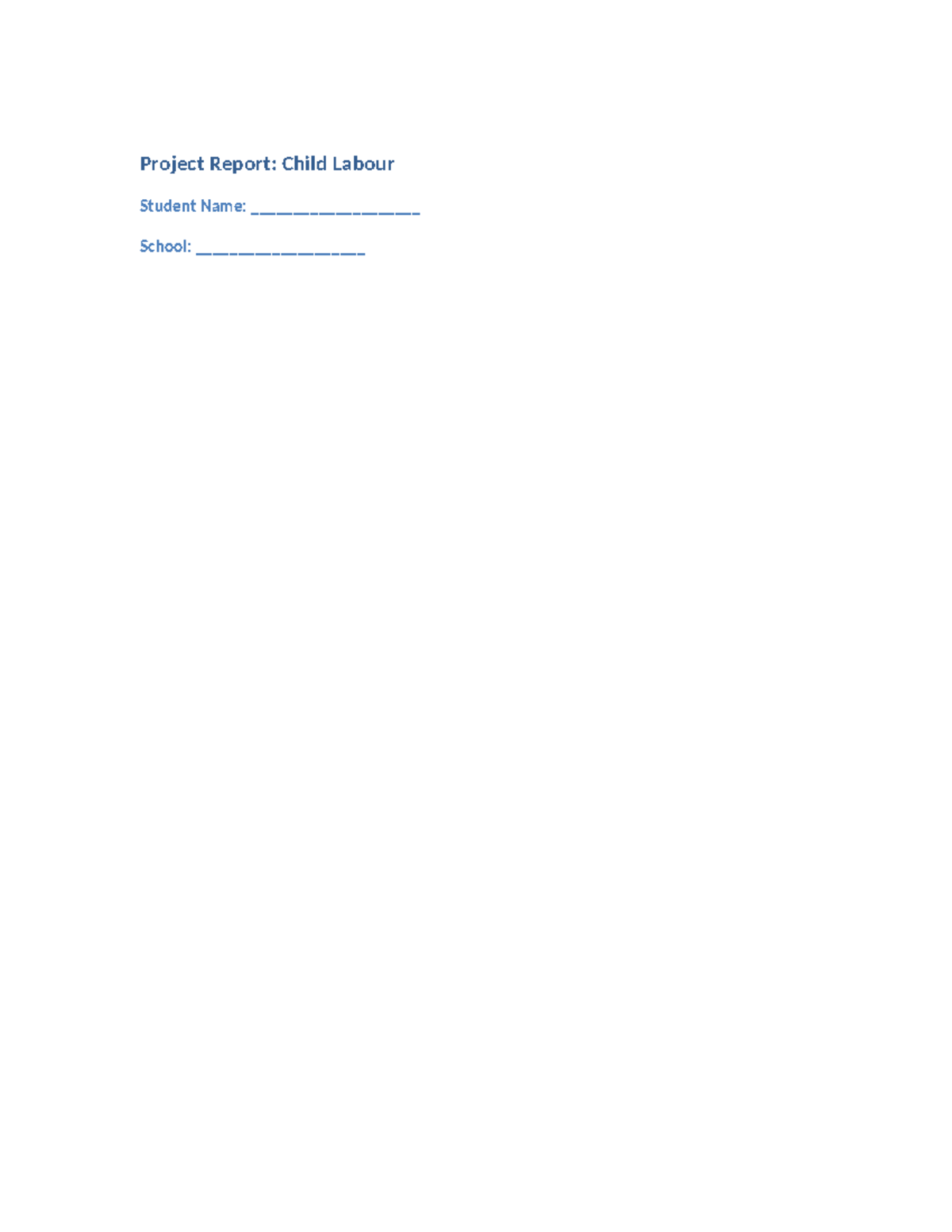Child Labour Project Report: Insights & Awareness (Class 12) - Studocu
