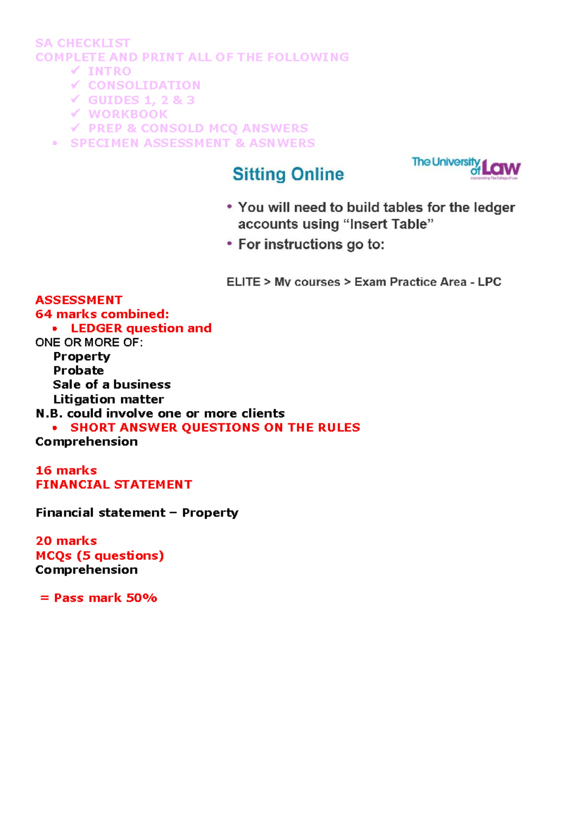 SA Checklist - SA CHECKLIST COMPLETE AND PRINT ALL OF THE FOLLOWING ...