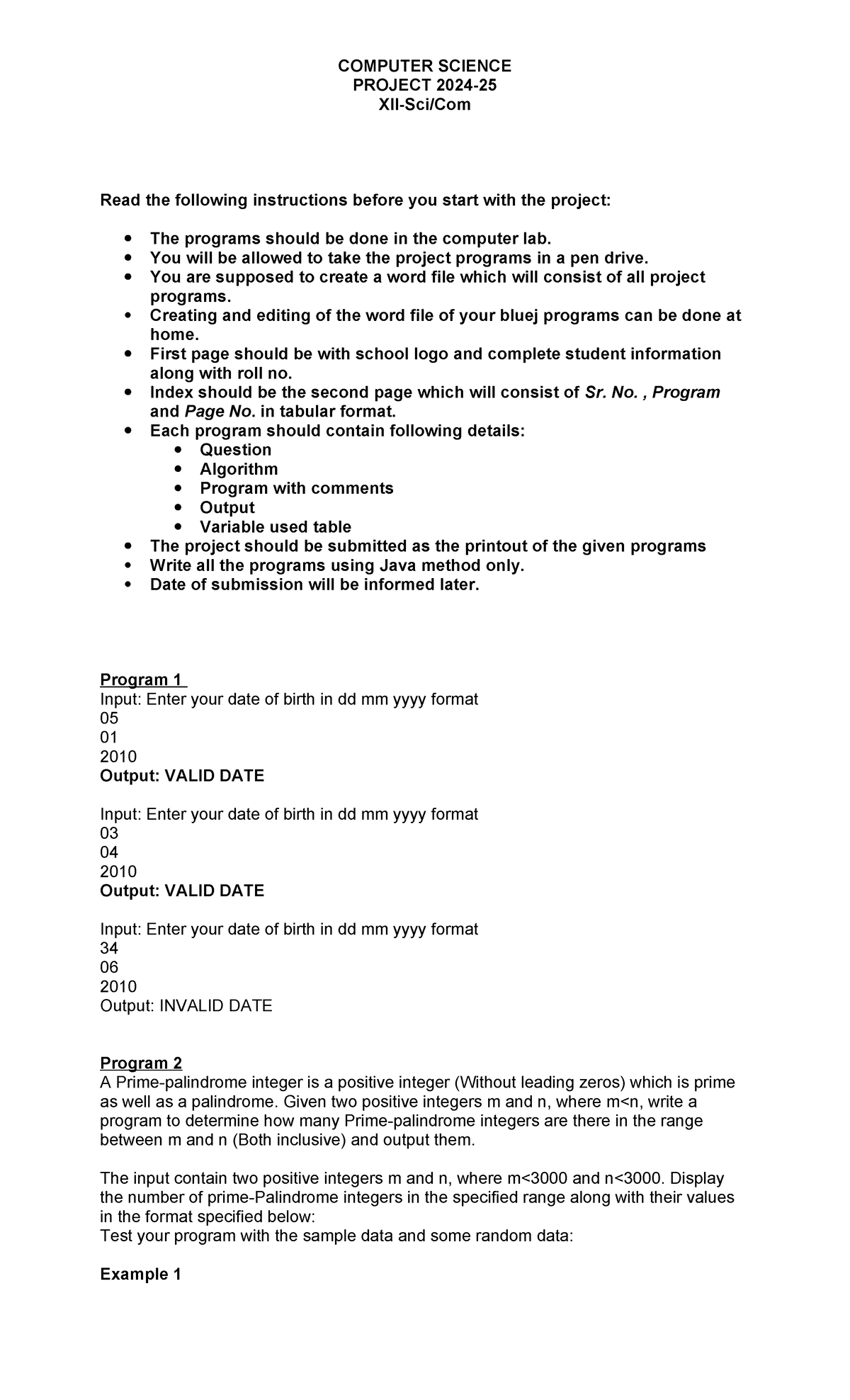 XII- Computer Practical 24-25 - COMPUTER SCIENCE PROJECT 2024- XII-Sci ...
