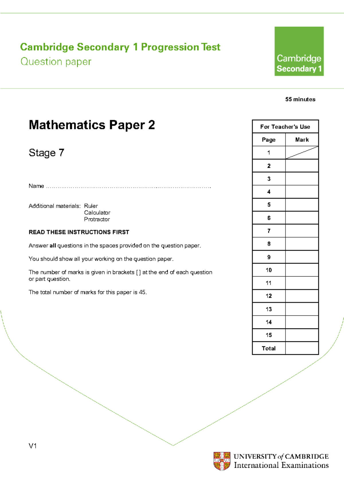 Mathematics Test 2 - Stage 7 Paper (P110/02/A/M/11) - Studocu