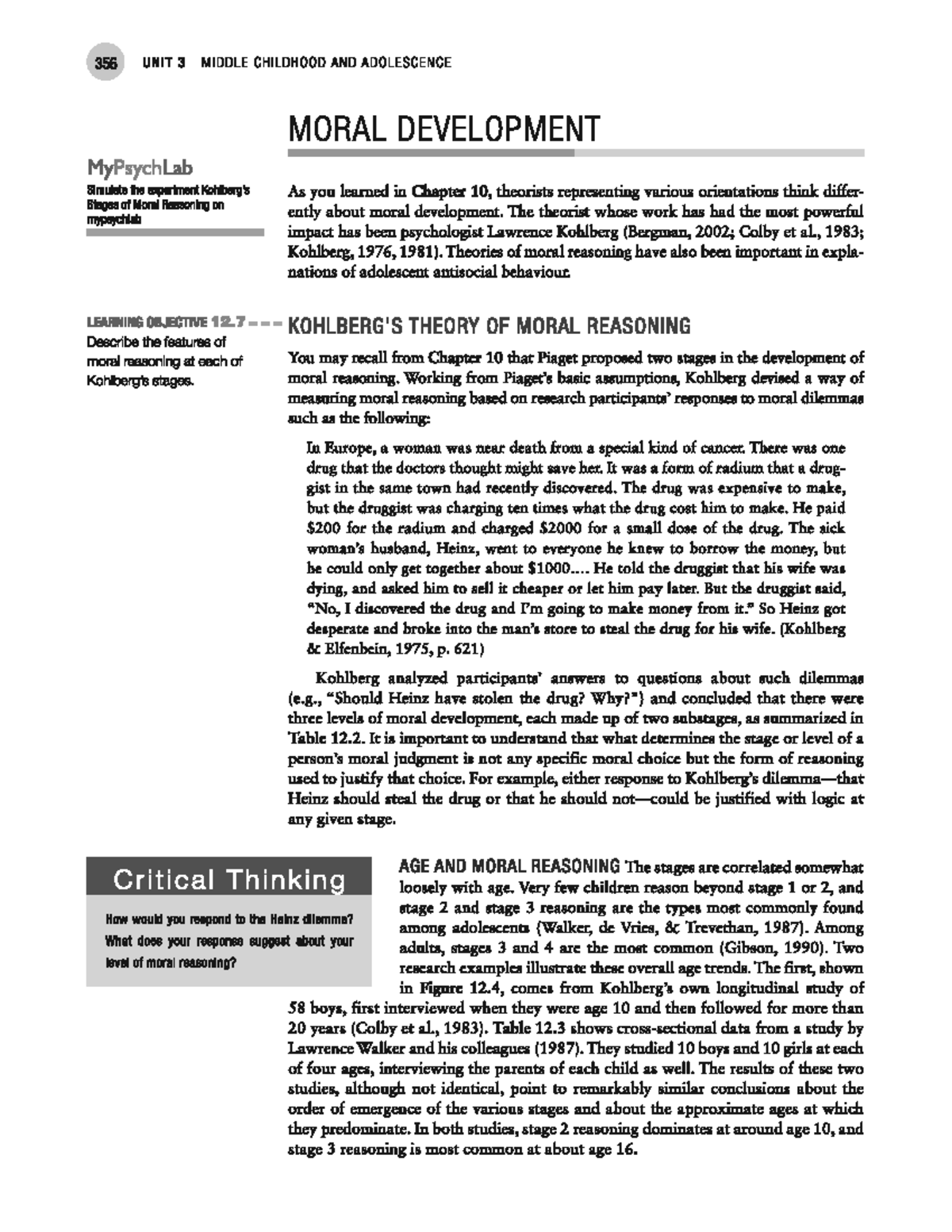 356 UNIT 3 MIDDLE CHILDHOOD AND ADOLESCENCE: Moral Development Insights ...