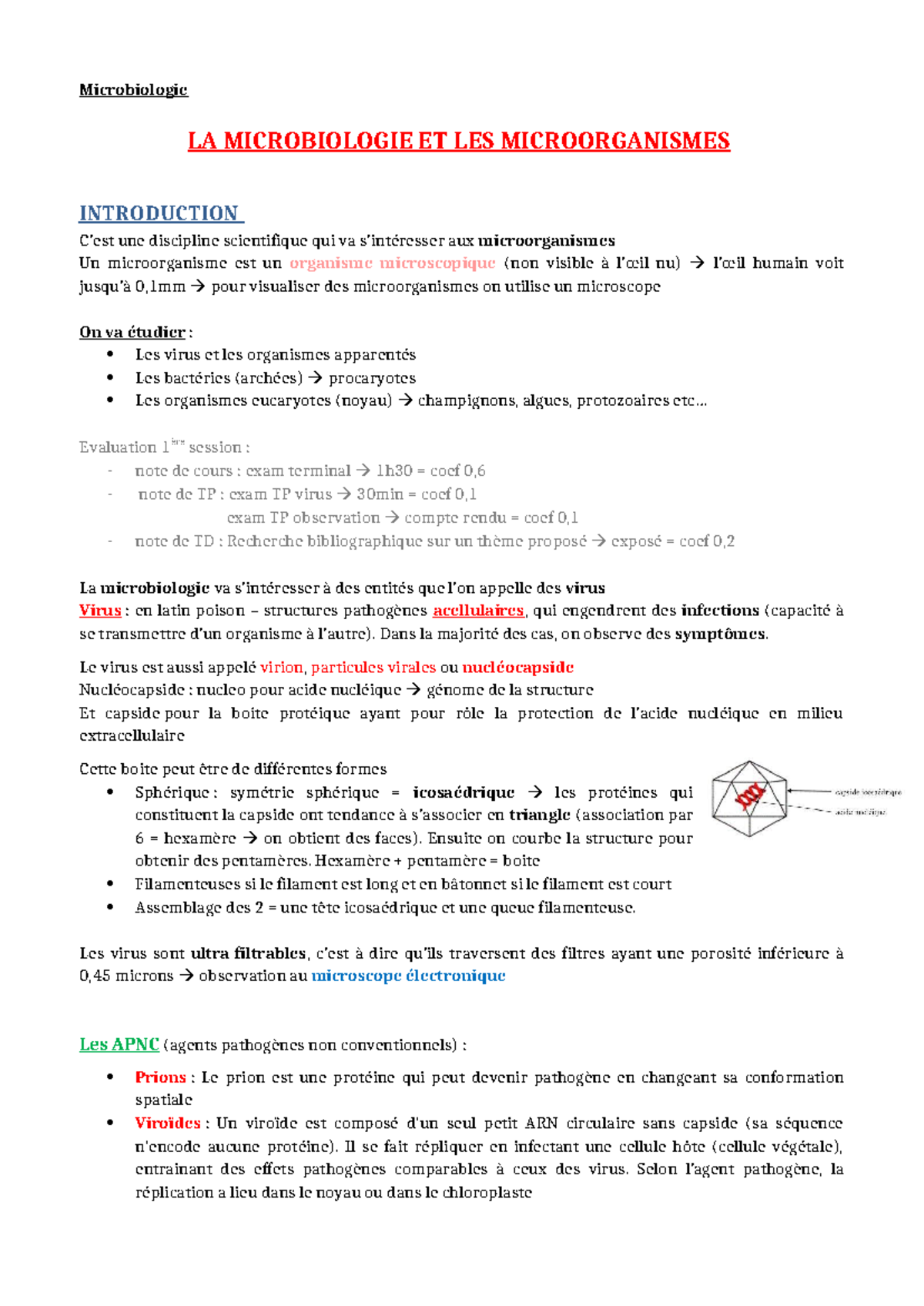 Microbiologie LA : Introduction aux Microorganismes et Virus - Studocu