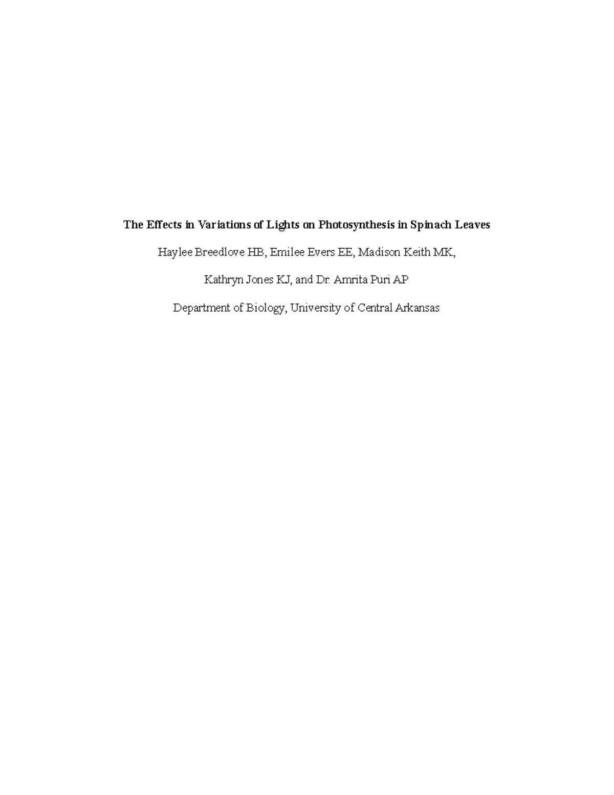 Effects of Light Wavelengths on Photosynthesis in Spinach - BIOL 1440 ...