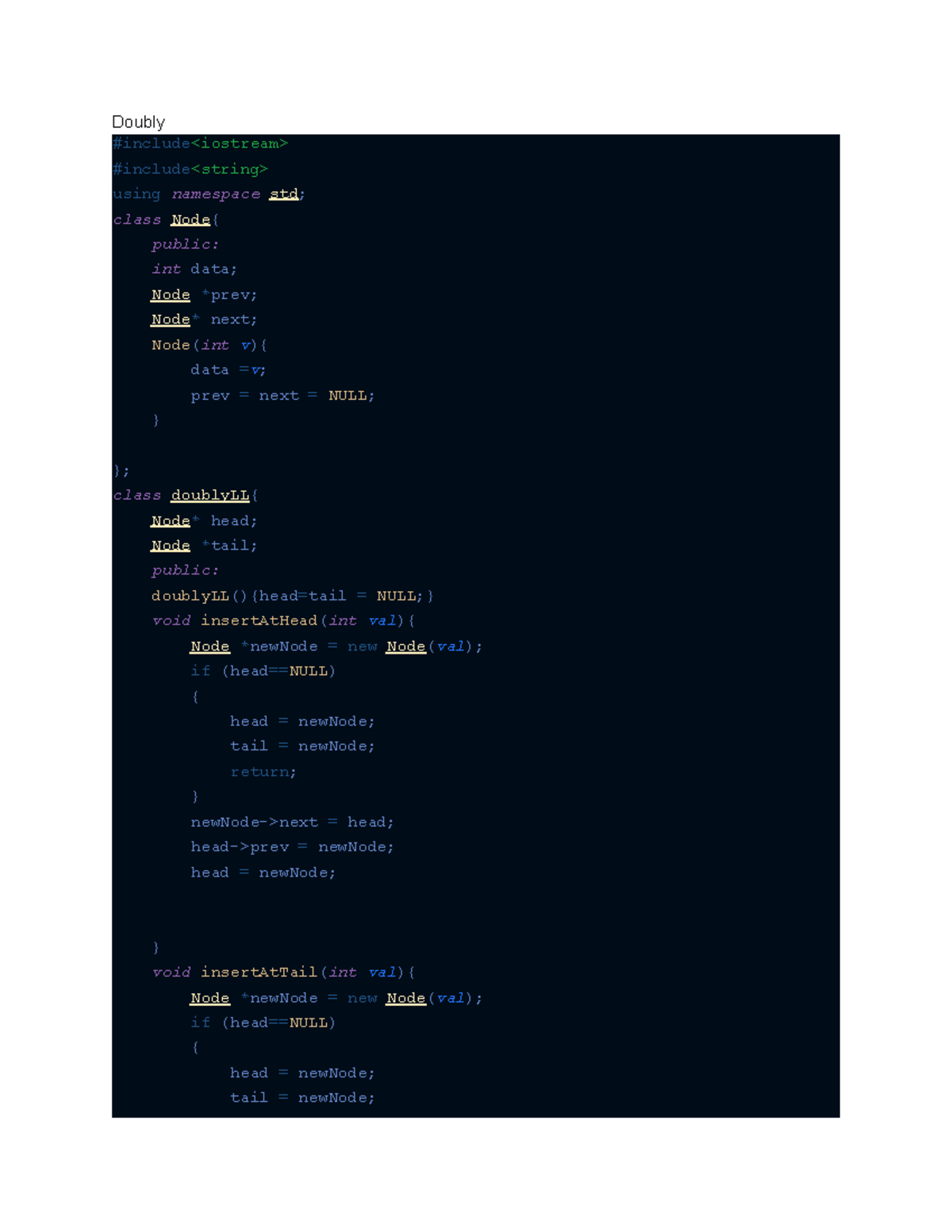Doubly Linked List Implementation in C++ (CS101) - Studocu