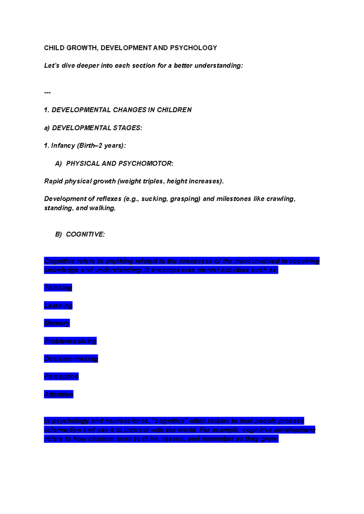 Child Growth, Development AND Psychology - CHILD GROWTH, DEVELOPMENT ...