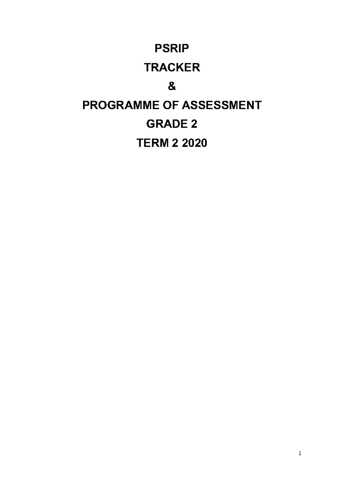 PSRIP GRADE 2 TERM 2 2020 EFAL TRACKER & PROGRAMME OF ASSESSMENT - Studocu