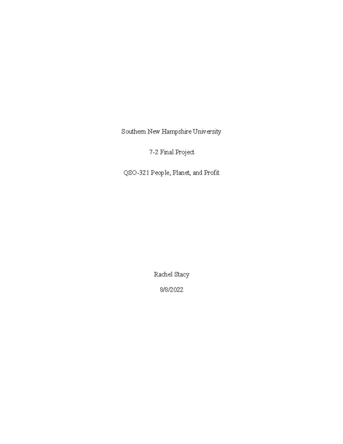 QSO321 7-2 Final Project: Triple Bottom Line Framework Insights - Studocu