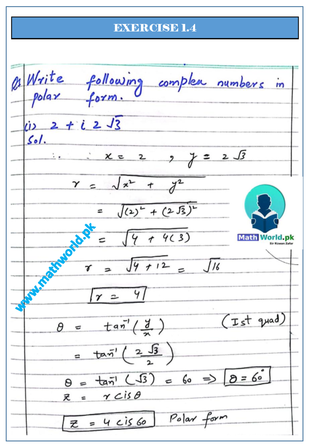FSc Part-1 Math Exercise 1.4 – NBF Solved Notes - EXERCISE 1 a Write ...