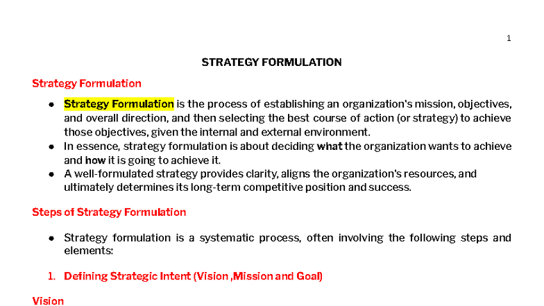 3- Strategy Formulation: A Comprehensive Guide to Strategic Planning - Studocu