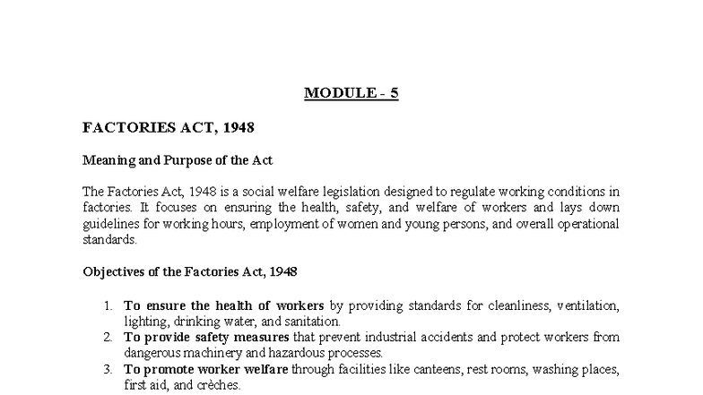 MODULE 5 - Overview of Key Labor Laws and Their Provisions - Studocu