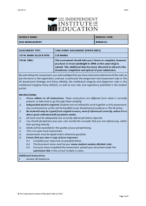 [Solved] 3 Risk identification 25 marks 31 Micro and macro risk - Risk ...